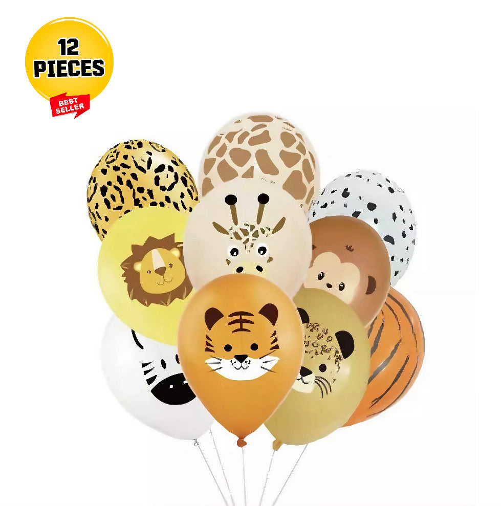 Safari Animal Latex Balloons - Set of 12 – InflatableGiftCo
